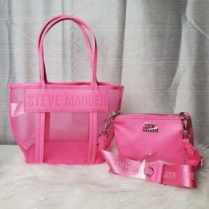 Steve Madden | Bags | Steve Madden Hot Pink Btiki Tote Crossbody Bag ...